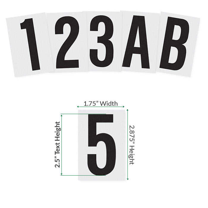Dura-Ref™ 2.5" Reflective Mailbox Numbers/Letters (Black Text, White ...