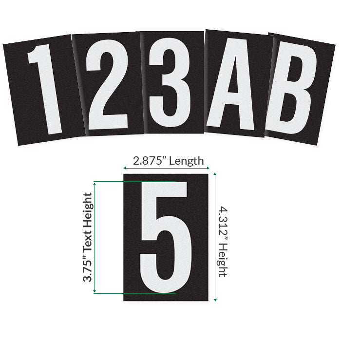Dura-Ref™ 3.75" Reflective Mailbox Numbers/Letters (White Text, Black ...