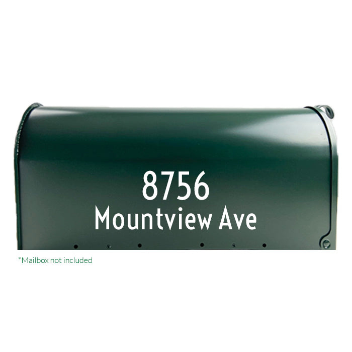 Centered Address Mailbox Decal (Custom Text/Color)